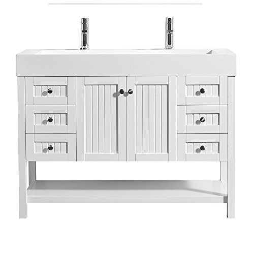 Vinnova Pavia 48” Single Vanity in White with Acrylic Under-Mount Sink Without Mirror