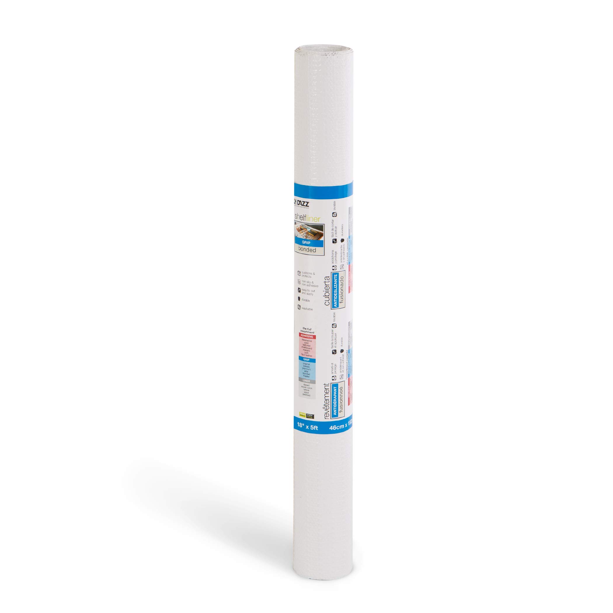 Smart Design Bonded Grip Shelf Liner - 18 Inch x 5 Feet - Non Adhesive, Strong Grip Bottom, Easy Clean Kitchen Drawer, Cabinet, Cupboard Dresser Cover, Non Slip Rubber Mat - White