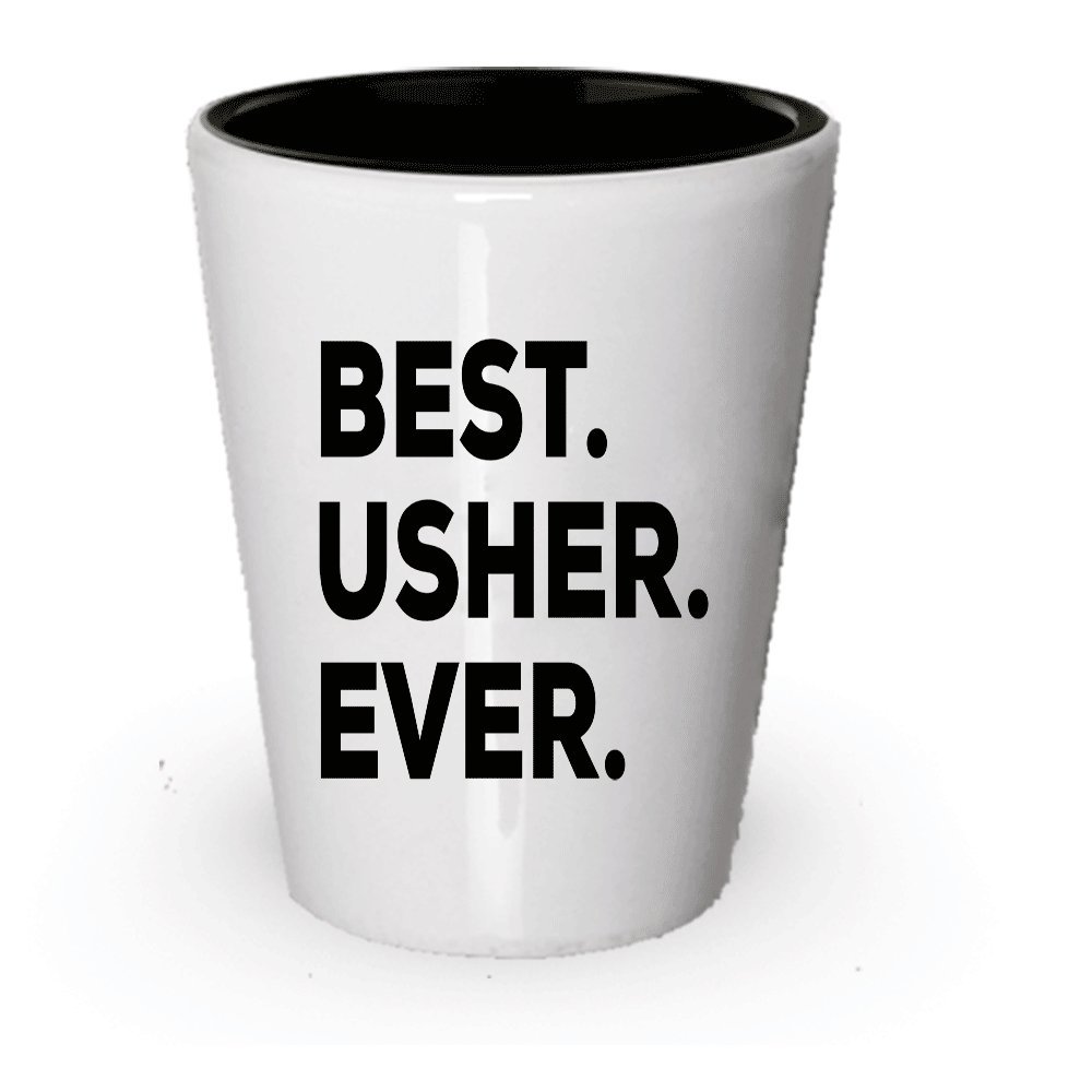 SpreadPassion Usher Shot Glass - Best Usher Ever - Usher Gifts For Kids Church Wedding Men - Thank You - Inexpensive Under $20 Or Add To Gift Bag Basket Box Set - Funny Cool Novelty Idea (1)