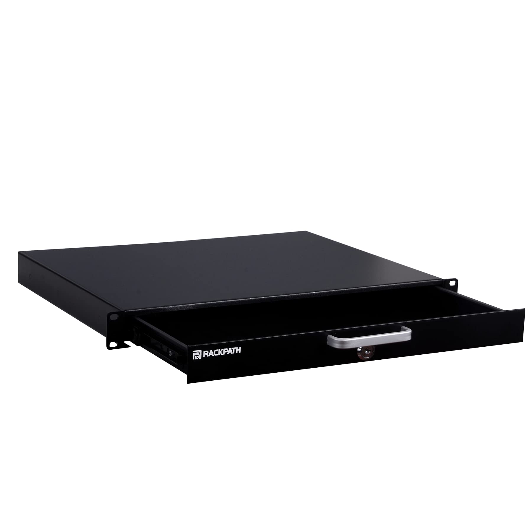 RackPath 1U Rack Mount Drawer for 19 Inch AV/Network/DJ Equipment Racks or Cabinets with Lock and Key