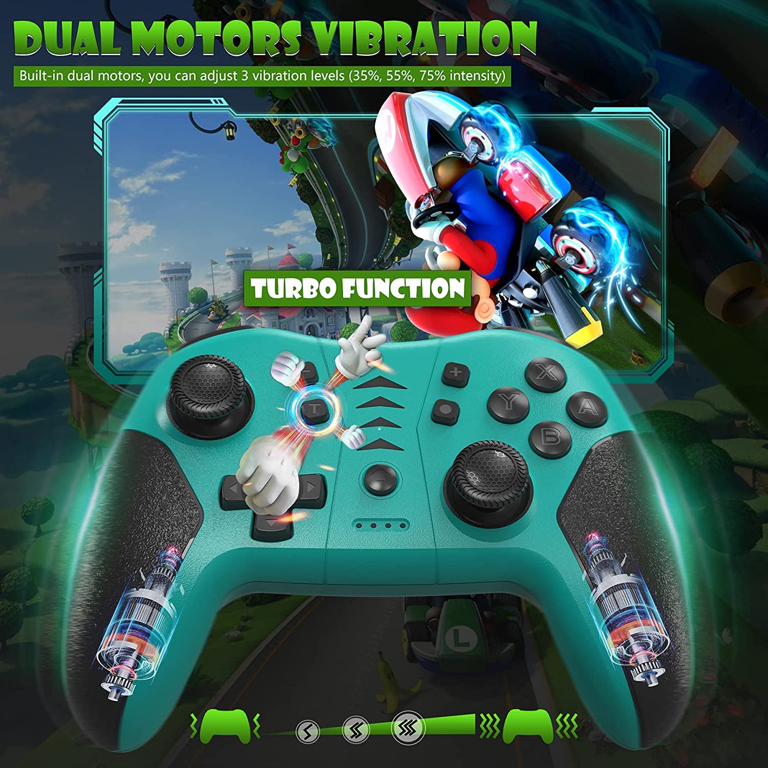 Switch Controller, AOLION Wireless Switch Pro Controller for Switch/ Switch Lite/ PS3/ PC with 600mAh Built-in Battery, Wireless Remote Gamepad Supports Gyro Axis, Turbo and Dual Vibration