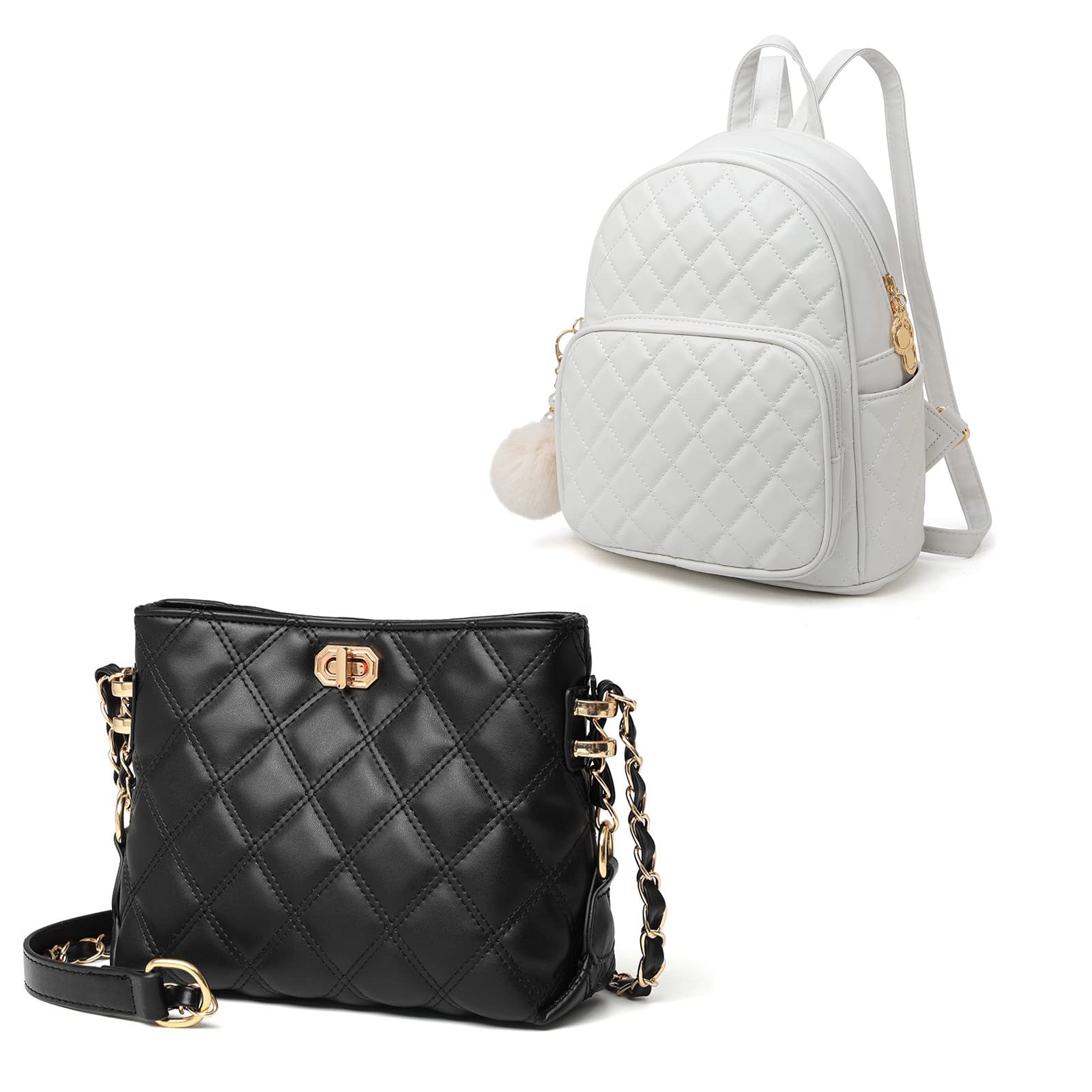 Small Crossbody Bags for Women Purses & Mini Backpack for Women with Cute Pompom