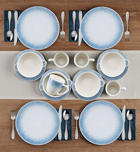 Pfaltzgraff Logan 16 Piece Dinnerware Set, Service for 4, Blue Ombre