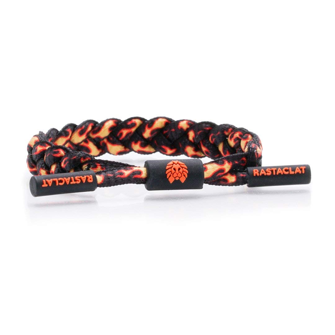 Rastaclat Braided Bracelet for Men and Women of All Ages - Flames Orange/Black Bracelet | Adjustable Stackable Bracelet Braided by Hand (Small/Medium)