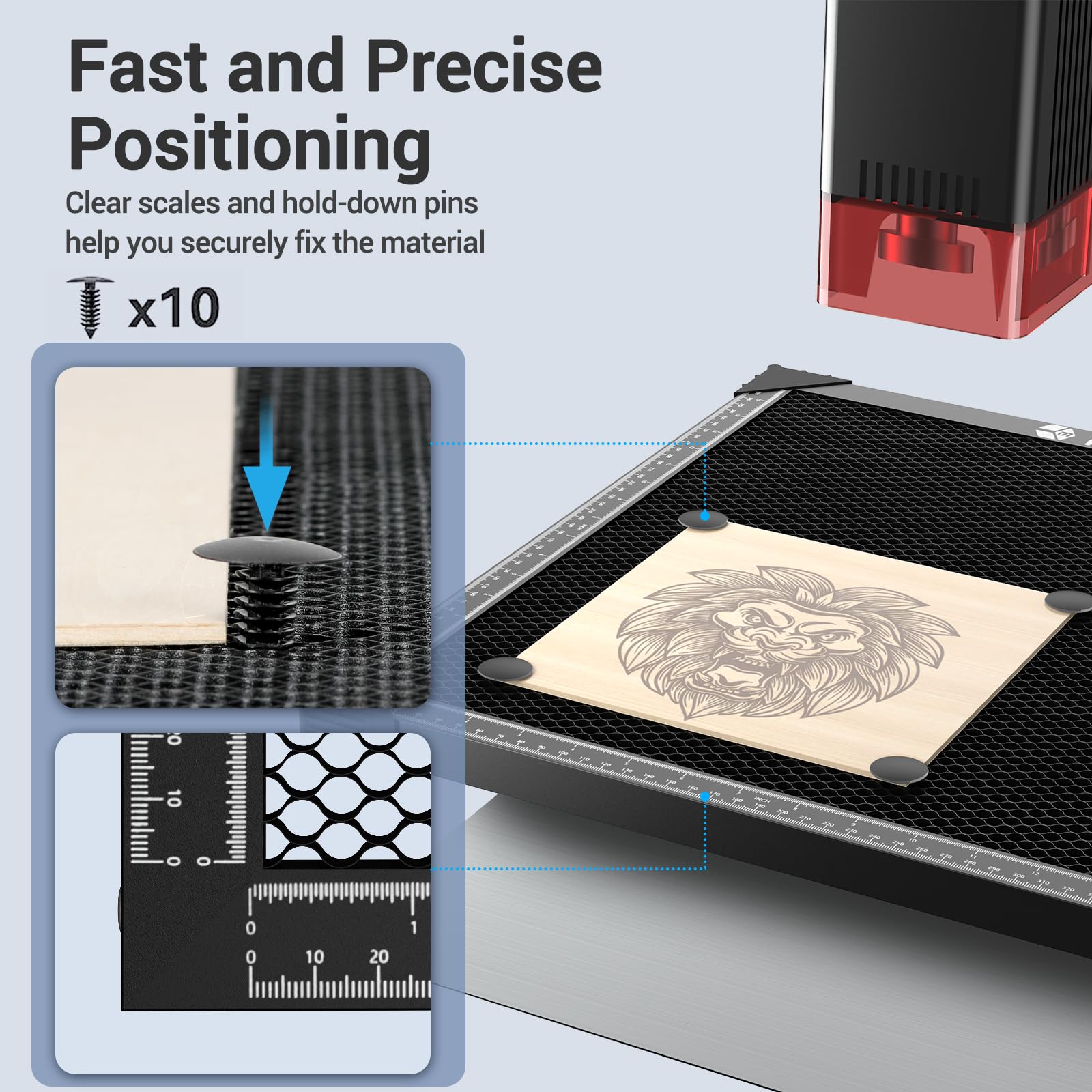 Mecpow Honeycomb Laser Bed, 440x440mm Honeycomb Working Table for Most Laser Engraver, Durable Steel Honeycomb Panel for Fast Heat Dissipation, Desktop-Protecting, 17.3''x17.3''x0.87''
