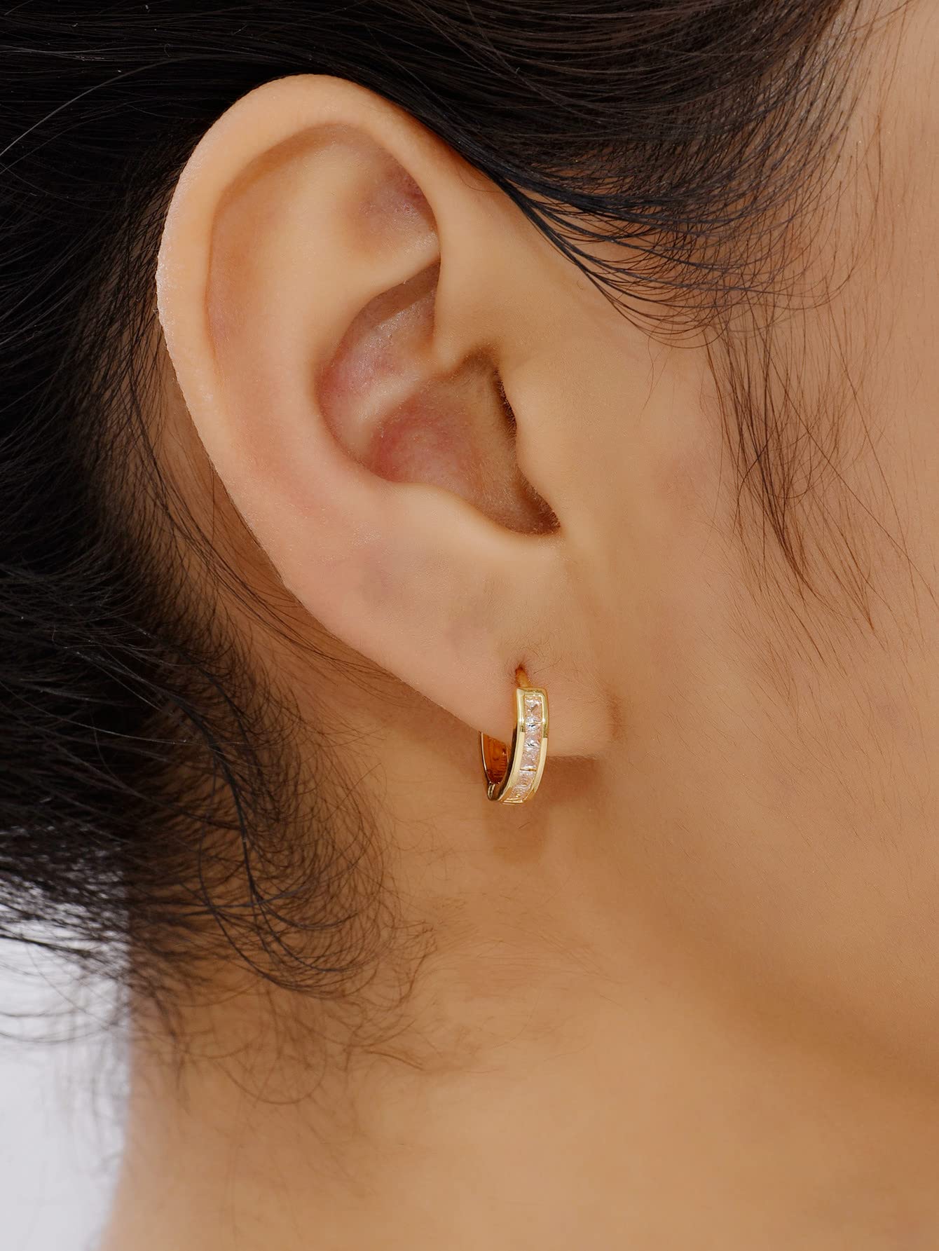 Small Gold Huggie Hoop Earrings Set for Women, Hypoallergenic Twisted Cartilage Hoops Lightweight, Tiny Diamond Hoop Earrings Jewelry for Multiple Piercing (4pairs,star)