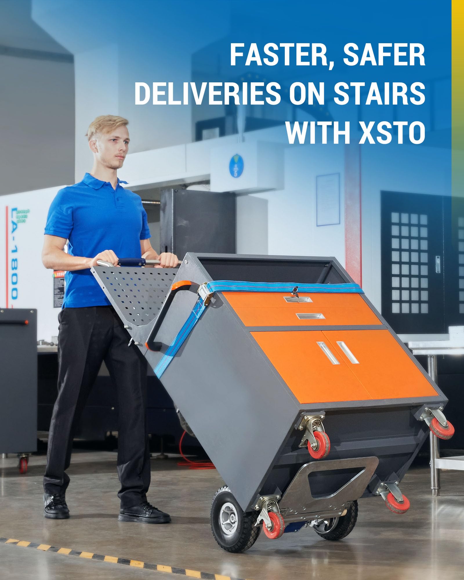 XSTO ZW7200GC Electric Stair Climber, 440lb Load Capacity Heavy Duty Stair Climbing Cart Aluminum Powered Stair Climbing Hand Truck with Foldable Handle Solid Wheel Brake System