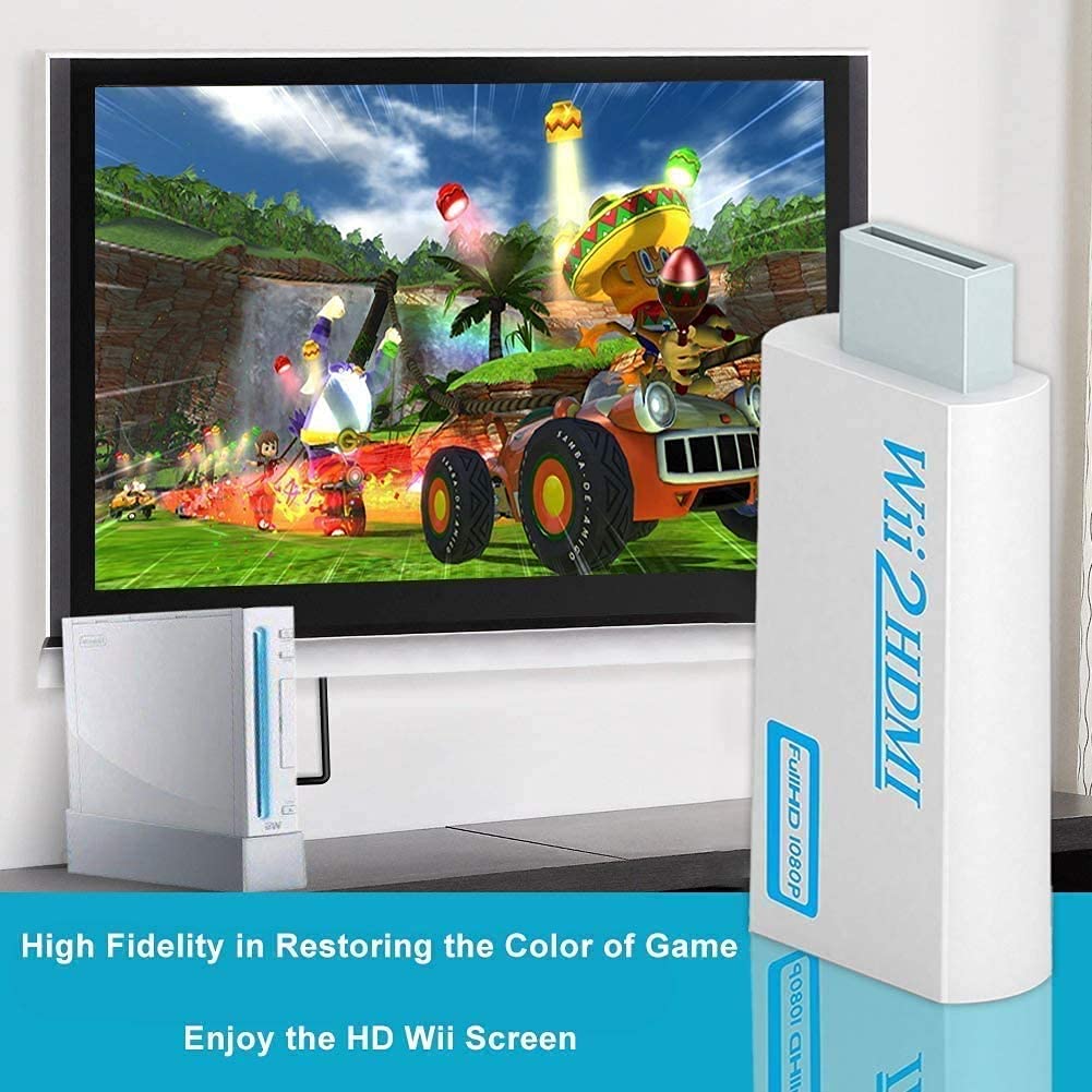 Xsusmdom Wii HDMI Adapter, Wii to HDMI Converter 1080p Connector Output Video 3.5mm Audio - Supports All Wii Display Modes (White)