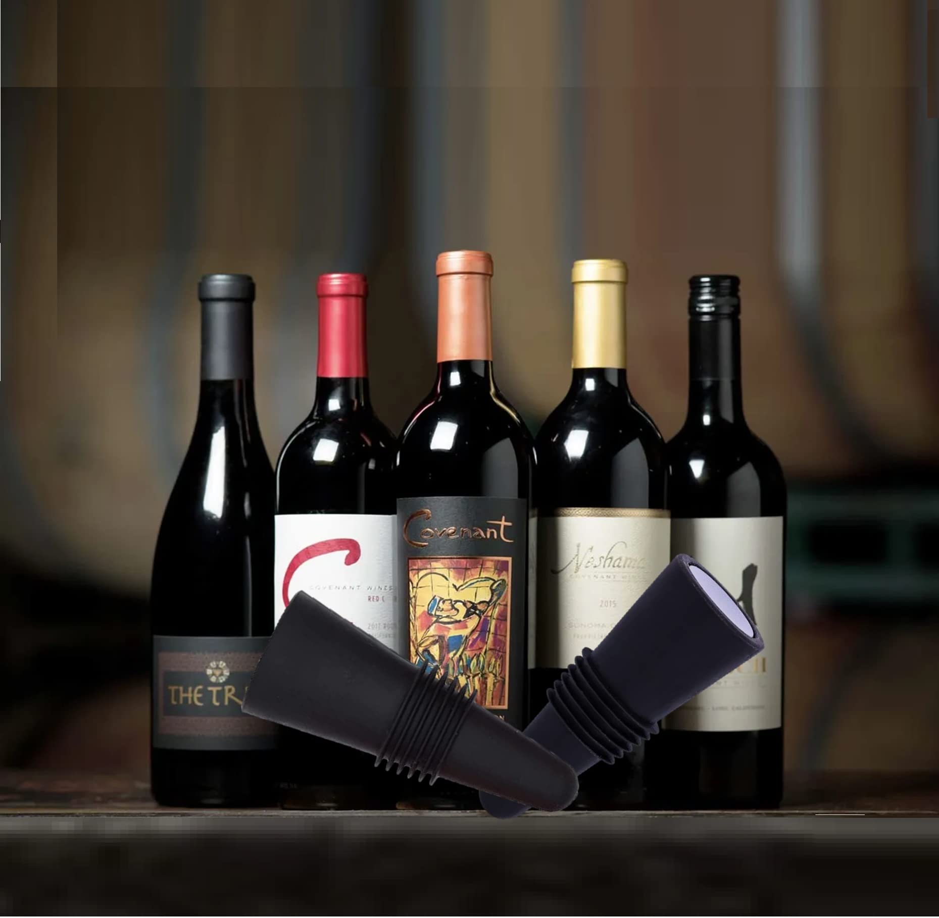 Wine Stoppers For Wine Bottles β 5 Vacuum Wine Corks for Wine Bottles and 1 Rubber Wine Sealer for Wine Bottles Best Wine Bottle Corks - in Gift Box