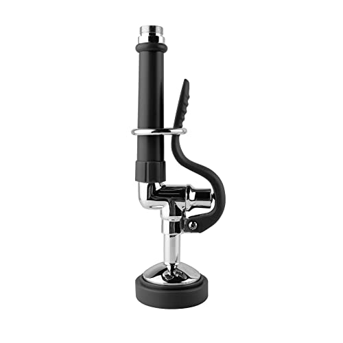 Pre Rinse Sprayer Commercial Sink Sprayer Head,1.42GPM Spray Valve Dish Sprayer Nozzle with Ergonomic Handle, Commercial Faucet Parts for Commercial Kitchen Faucet,Chrome Finished（Black）