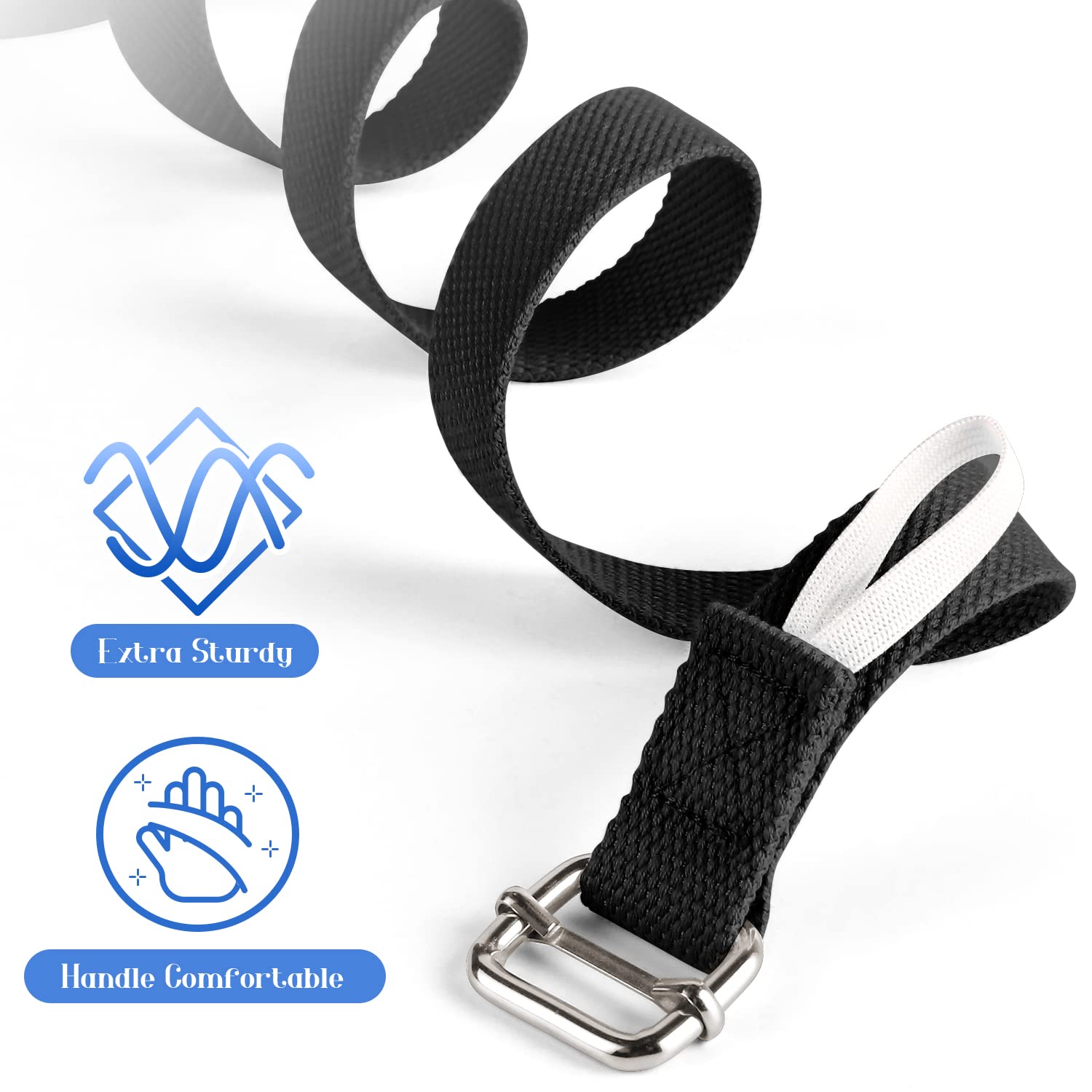 Odoland 6ft Yoga Strap, Non Elastic Stretching Strap for Physical Therapy with Extra Safe Adjustable Ring Buckle, Stretch Band for Yoga, Pilates, Exercise, Dance, Gym Workouts, Black