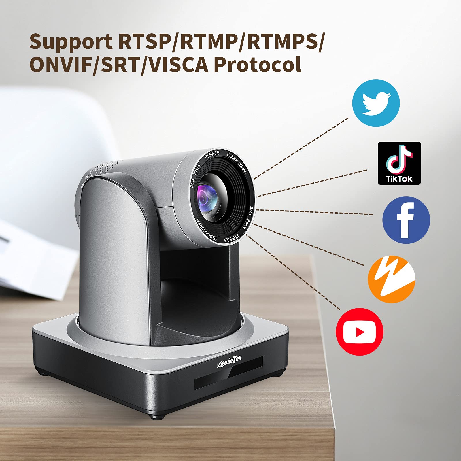 zowietek PTZ 20x Zoom 3G-SDI/HDMI PTZ Camera 1080P Live Streaming Cams + PTZ Camera Controller Keyboard Joystick RS232 RS485