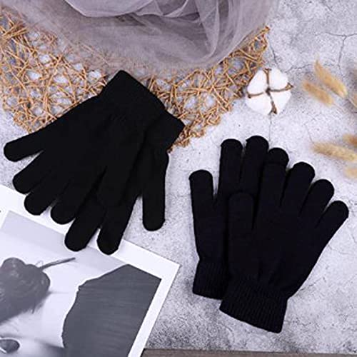 PitLite Knit Gloves Winter Magic Stretch Gloves Unisex Warm Full Fingers Gloves (2 Pairs, Black)