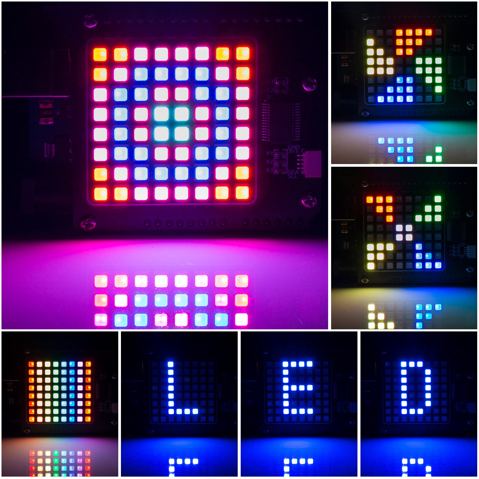 SunFounder RGB 8x8 64 LED Matrix Panel Compatible with Arduino Individually Addressable I2C Control 24 bit Color Programmable Led Matrix Shield