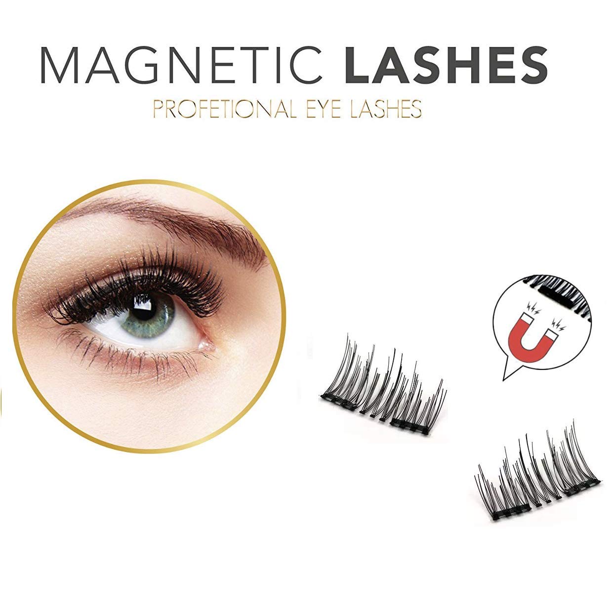No Glue Dual Magnetic Eyelashes 0.2mm Ultra Thin Magnet Lightweight & Easy to Wear Best 3D Reusable Lashes Extensions (2 pairs with Tweezers) (black2)