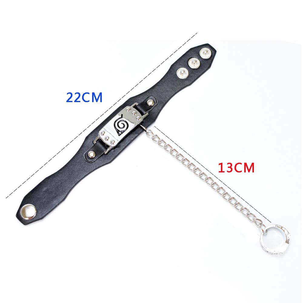 SWWLKJ Narutoo Shippuuden Anime Pu Leather Bracelet Ring, Ninja Jewelry Wristband Charms Punk