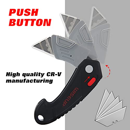 WISEUP lightweight razor blades utility knife,2 pack folding small and safety box cutter quick-change with 10pcs blades refills for boxes cartons,office,DIY,camping