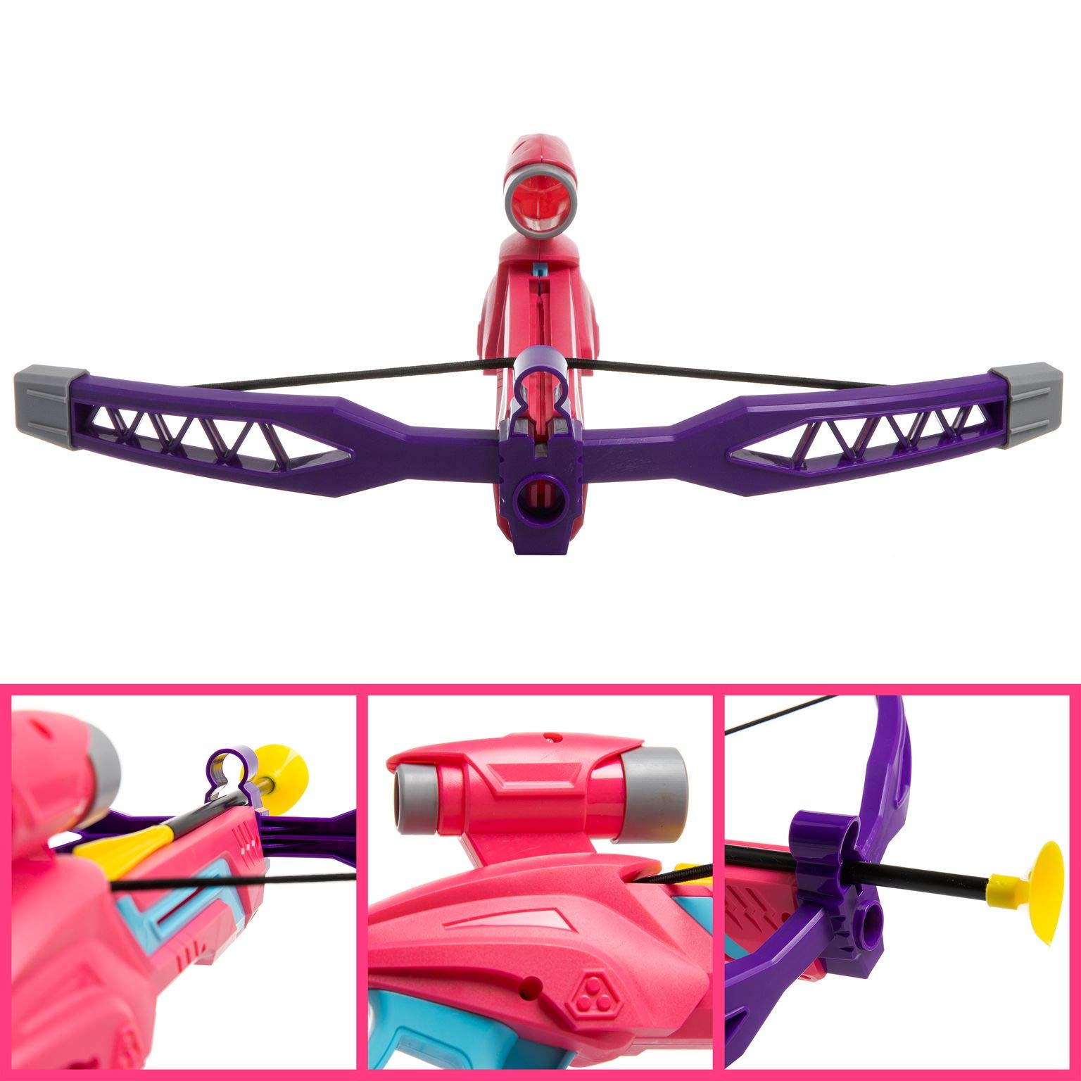 Pro Star Mini Pink and Purple Archery Bow with Target Set, Safe Foam Dart Arrows | Kids Crossbow Toy