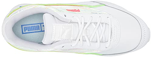 PUMA womens Future Rider Sneaker, Puma White-sunblaze-green Glare, 10 US
