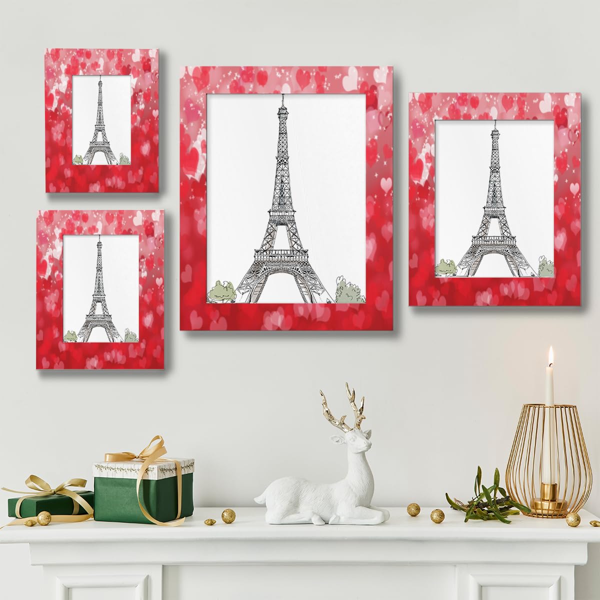 POFATO Shiny Red Heart11x14 Picture Frame Wood Photo Frame for Tabletop Display Wall Mount Picture Frame Display 11 x 14 Inch Photo Wall Decor Home Gift Frames