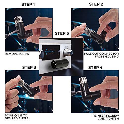 Pair of 3-PIN XLR Angle Adapter | Dual Male & Female, Durable Metal Connector w/ 4 Adjustable Angle Positions & Tight Connection to Mixer | Save Space & Keep Mic Cables Neat On Stage, In Studio & More