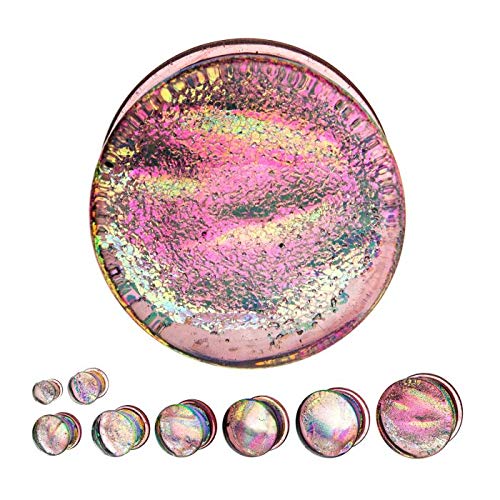 Pierced Owl Purple Multicolor Sparkling Swirl Single Flared Glass Plugs, Sold as a Pair (14mm (9/16"))