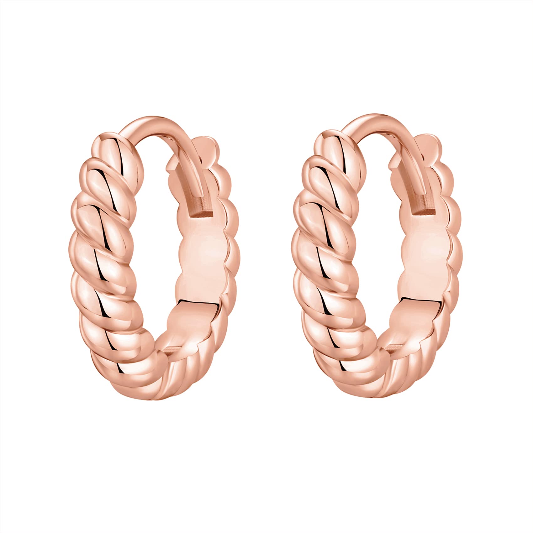 PAVOI 18K Gold Plated 925 Sterling Silver Post Twisted Huggie Earring | Women's Mini Hoop Earrings (Yellow Vermeil)