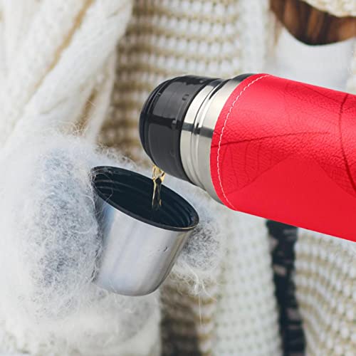 Stainless Steel Leather Vacuum Insulated Mug Leaf Thermos Water Bottle for Hot and Cold Drinks Kids Adults 16 Oz