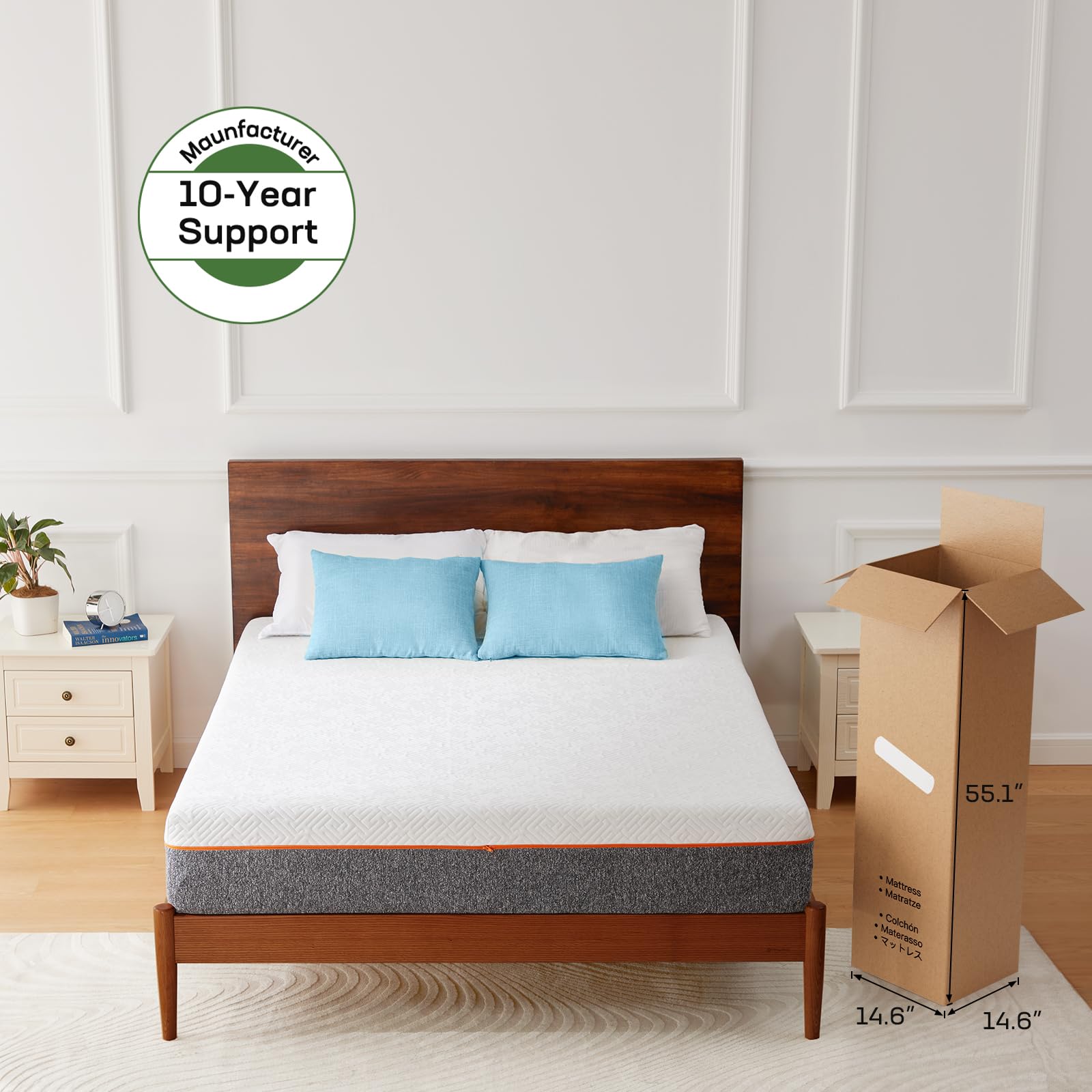 Marsail Full Size Mattress, 10-inch Gel Memory Foam Mattress, Medium-Firm Full Size Mattress in a Box for Pressure Relief & Support, Breathable Cooling Full Mattress with Zippered Cover