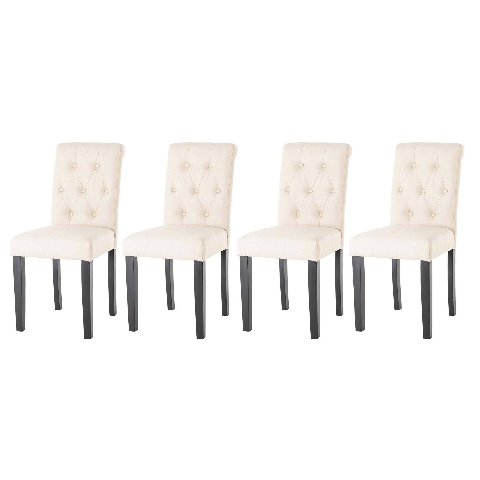 NOBPEINT Fabric Dining Chairs with Solid Wood Legs Set of 4, Beige