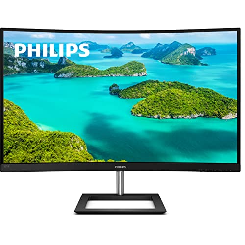 PHILIPS 325E1C 32" Surper-Curved Frameless Monitor, Quad HD 2K, 123% sRGB, 75Hz FreeSync, VESA, 4Yr Advance Replacement Warranty, Black/Silver