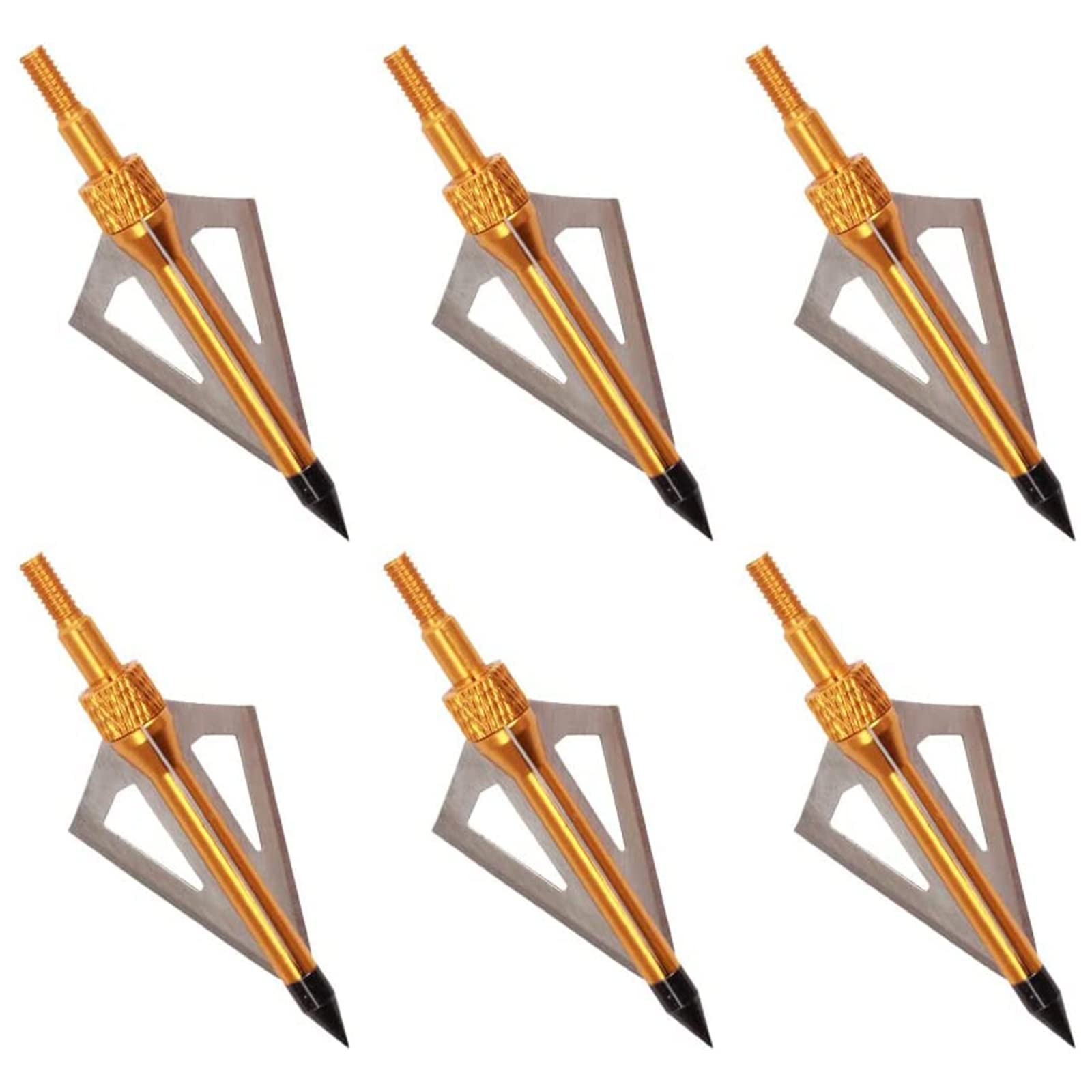 SOPOGER Archery Broadhead 100 Grain Hunting Arrow Tips Arrow Heads 3 Blades Arrow Broadheads Screw-in for Crossbow Compound Bow(6 Pack) (Gold)