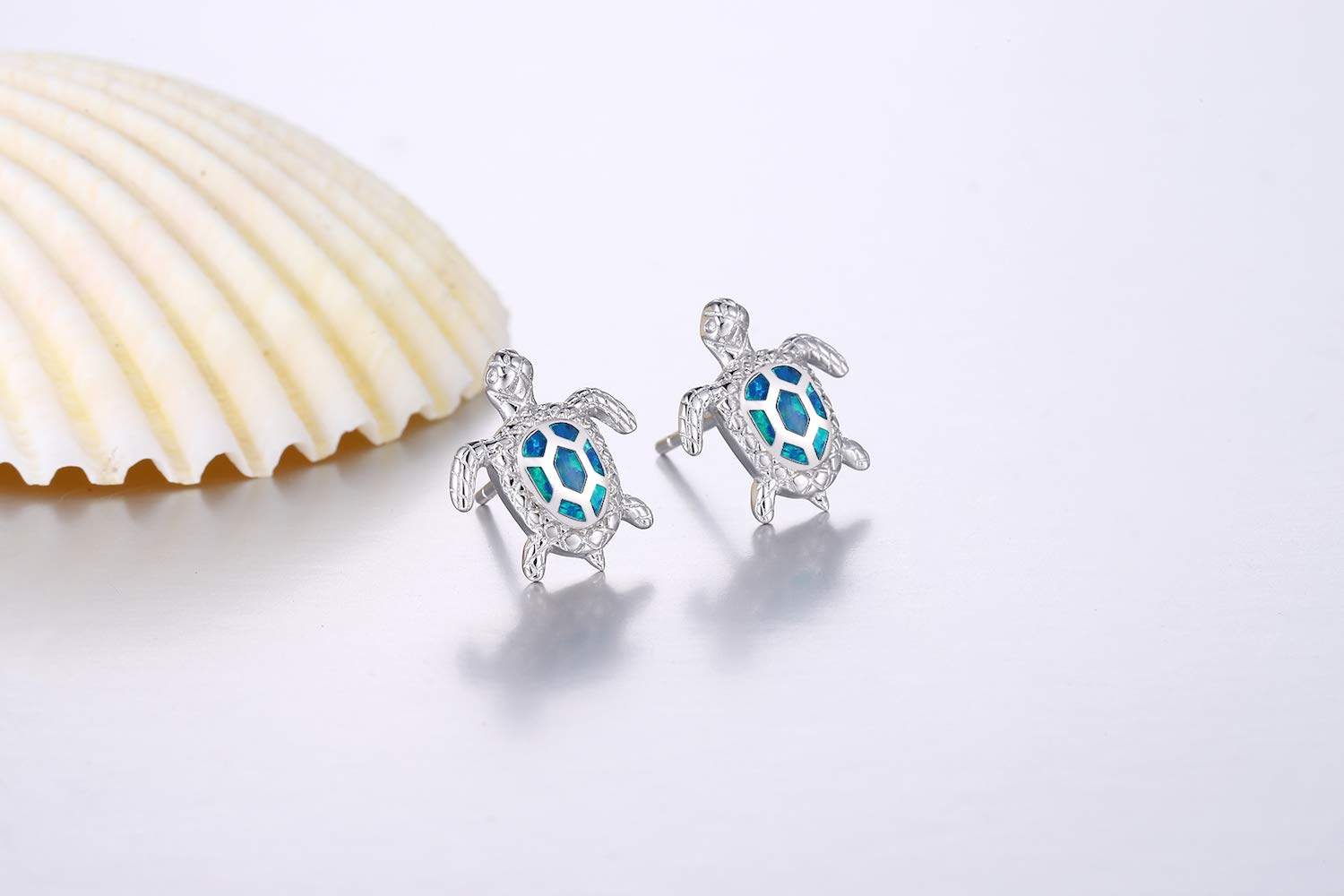PUPILLEMON Blue Opal Sea Turtle Earrings Fine Jewelry for Women Gifts