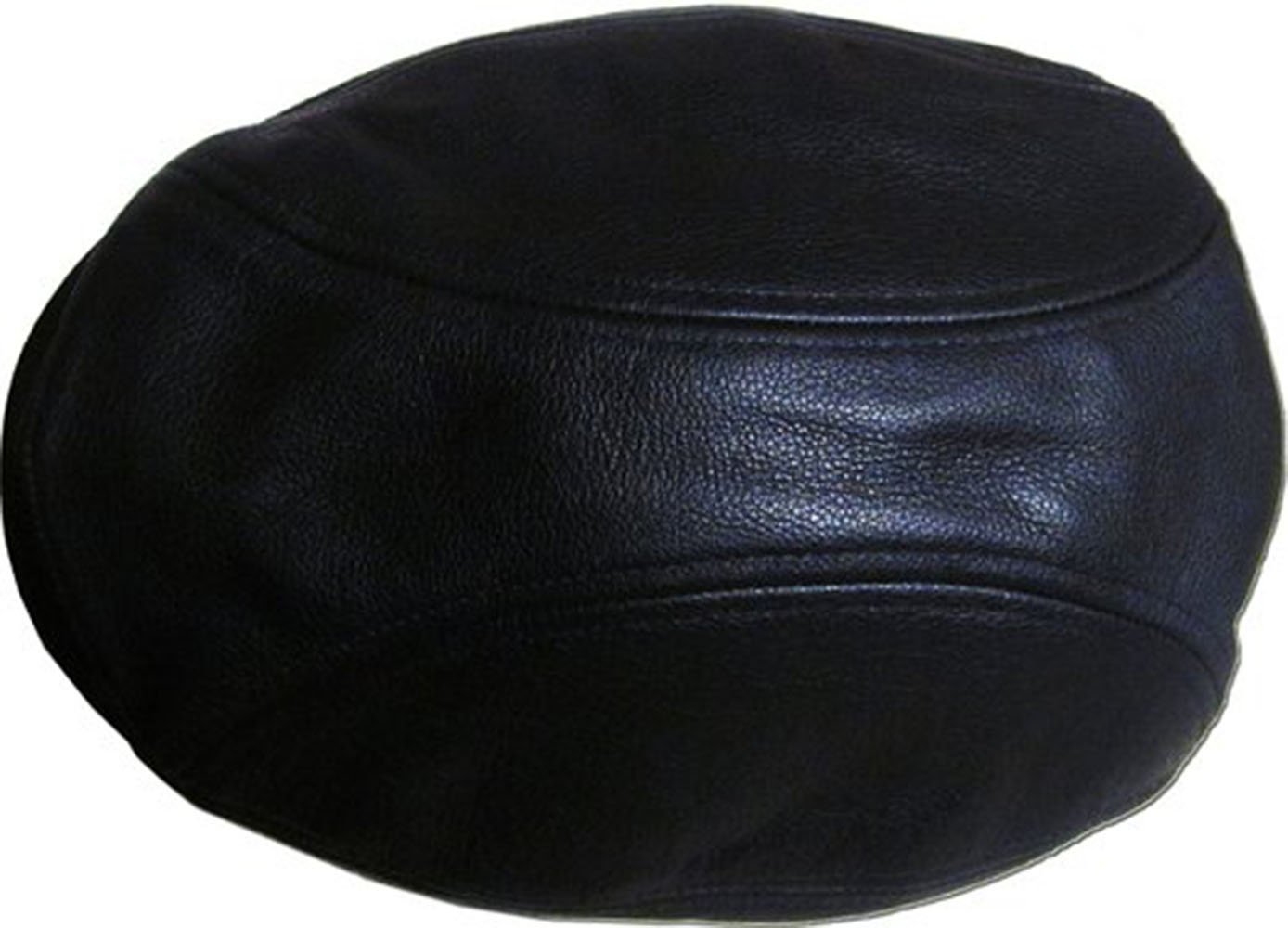 Men Genuine Newsboy Leather Hat Cap Gatsby Flat Golf Cabbie Made in USA (Small/Medium, Black) 21 1/2-22 1/4 ; Inches 55-57CM / 6 7/8-7 1/8