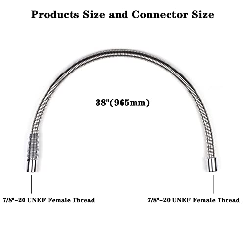 TBER Commercial Pre-rinse Sprayer Hose Replacement Kit for Pre rinse Faucet with 7/8”-20 UN Female Ends, 38” Flexible Stainless Commercial Dish Sprayer Sink Hose