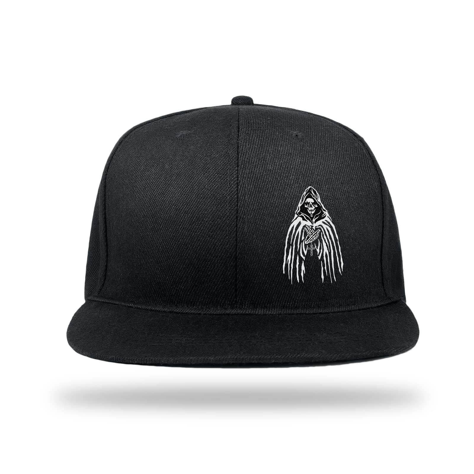 Snap Backpack Hat for Men and Women Skull Hat Snapback Hats Flat Bill Adjustable Skeleton Hand Black Baseball Cap Trucker Hats for Men