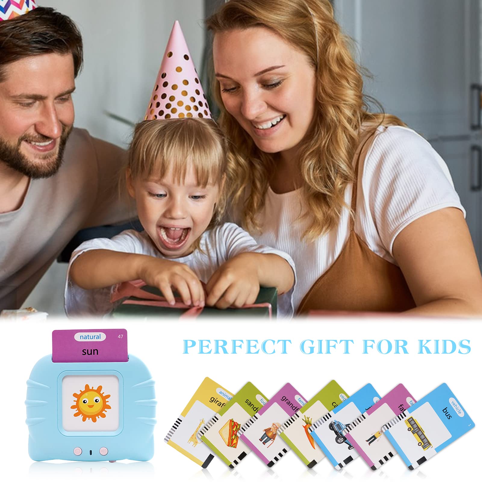Talking Flash Cards Toddlers Toys:510 Sight Words Speech Therapy Autism Learning Educational-2 3 4 5 6 Year Old Kids Gift (224Word&Blue)