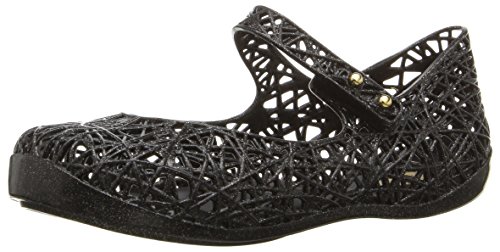 Mini Melissa Girl's Mini Campana Zig ZAG VI Mary Jane, Black Glitter, 8 M US Toddler