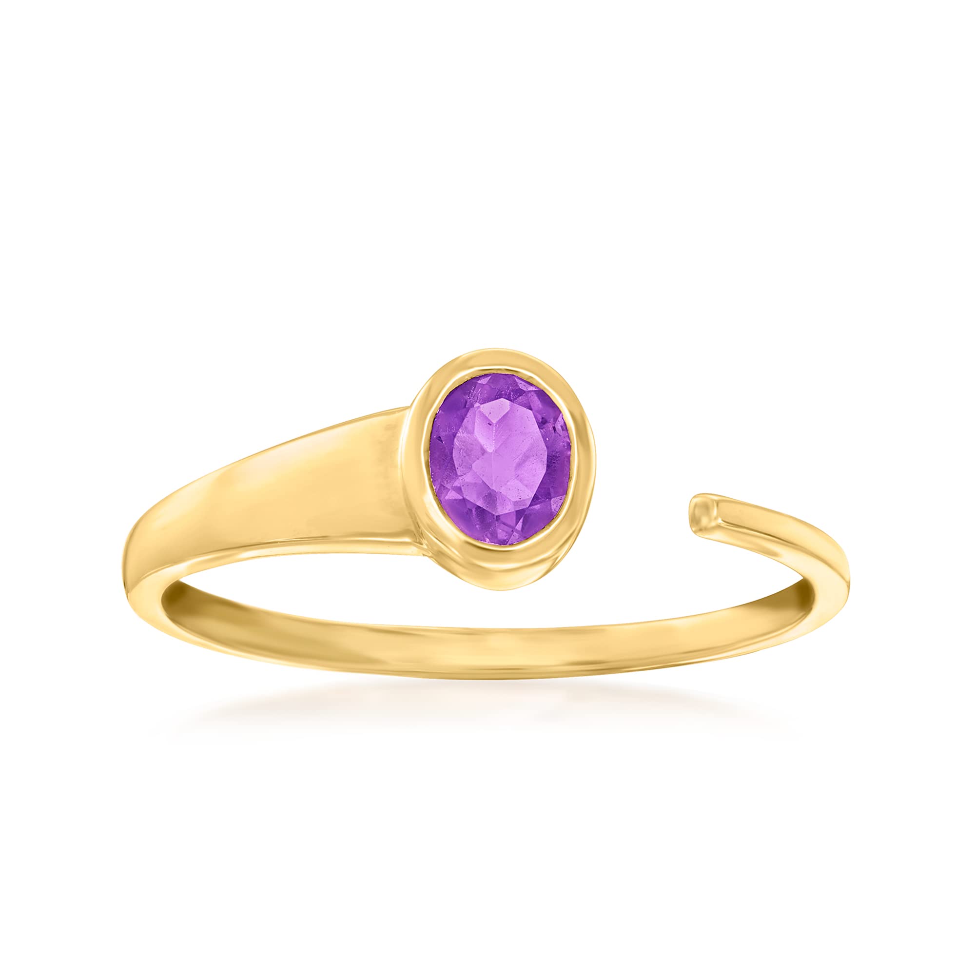 RS Pure by Ross-Simons 0.20 Carat Amethyst Ring in 14kt Yellow Gold. Size 8