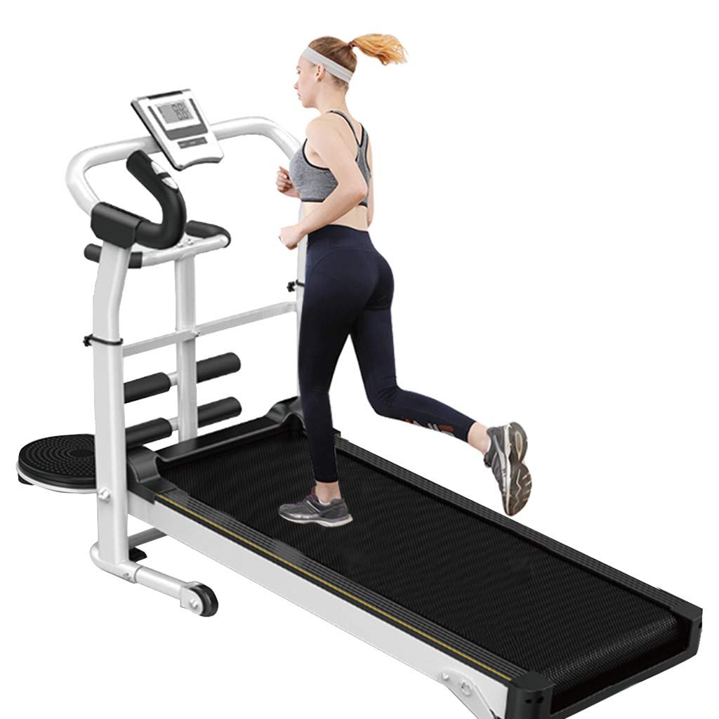 OKBOP Folding Manual Treadmill for Home, Multifunction Mini Portable Foldable Compact Treadmills Machine for Small Space, Incline Running Equipment with LCD Monitor (Black)