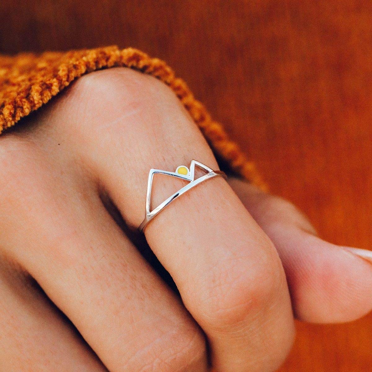 Pura Vida Silver-Plated Sunrise Ring - Hammered Finish, Brass Band, Exclusive Design - Size 7