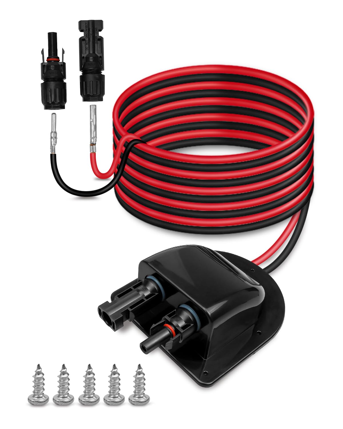 QNHEAY Waterproof Solar Connector Entry Gland Cable Junction Box Through RV Roof Solar Entry Housing with 10Ft 10AWG Solar Extension Cable, Connector on RV Boat Van Camper