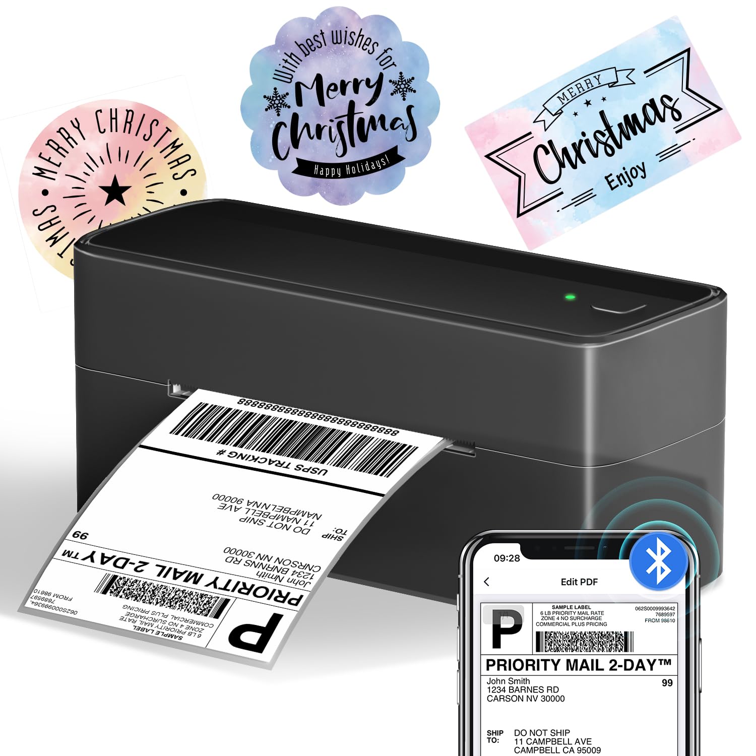 Phomemo Bluetooth Thermal Shipping Label Printer, Wireless 4x6 Shipping Label Printer for Shipping Packages, Support Android, iPhone and Windows, Widely Used for Amazon, Ebay, Shopify, USPS, FedEx