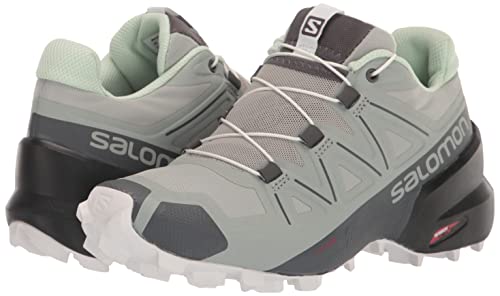 Salomon womens Salomon Women's Speedcross 5 for Women Trail Running Shoe, Wrought Iron/Spray/White, 9.5 US