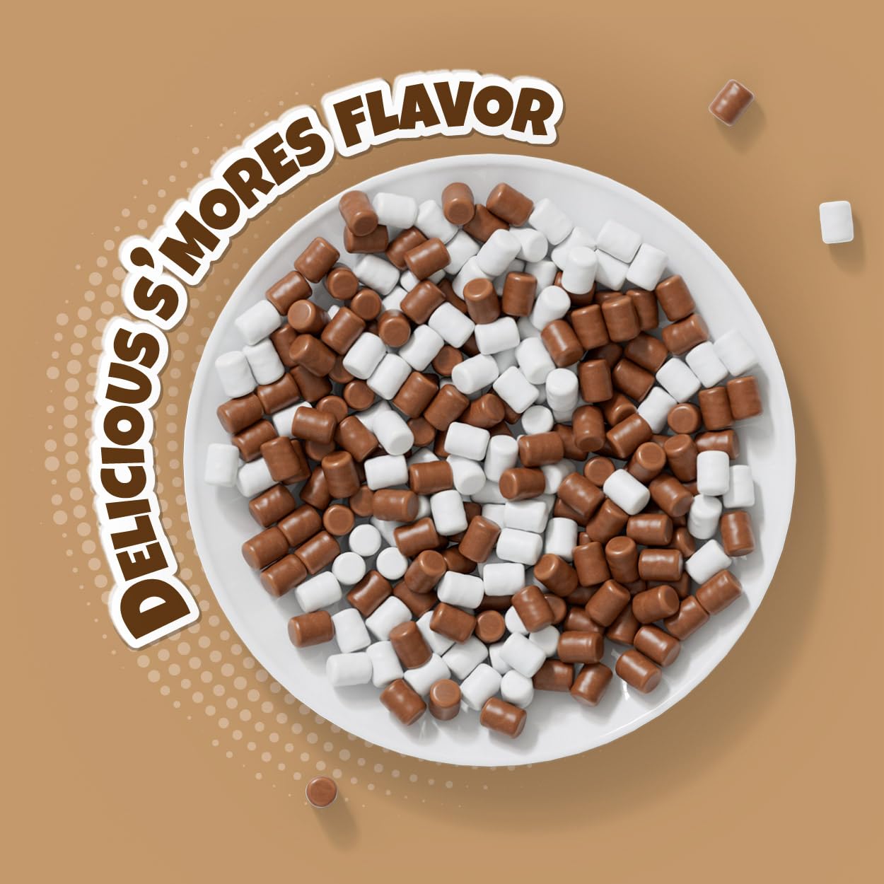 Marshmallow Smores Flavored Mini Marshmallows Candy - Mix of Chocolate Covered & Vanilla Coated - Individual Packets, 1.97 oz, Pack of 18 - Perfect for Hot Chocolate, and Snacking