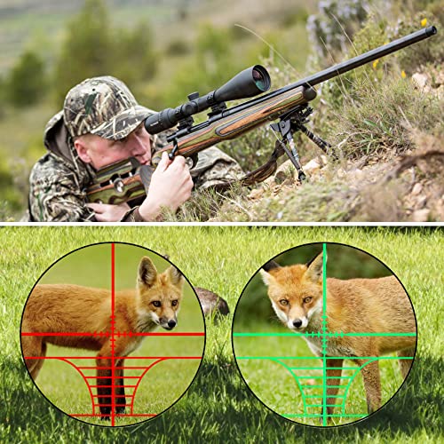 SOROVEE Rifle Scope 3-9x32 Combo,Red/Green Illuminated Range Finder Reticle,Tactical Gun Scopes with Reflex Sight 4 Reticle and Green Laser,Airsoft Scopes for Long Range Shooting/Hunting.