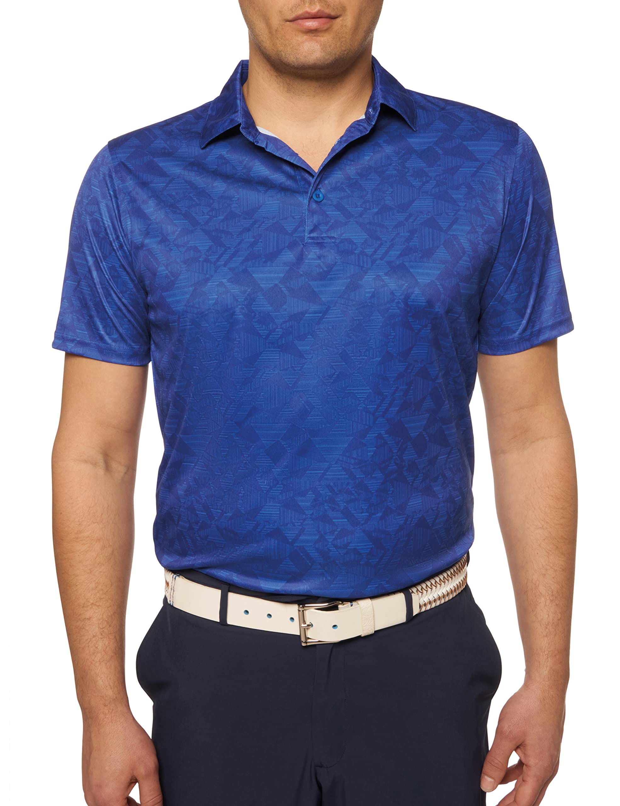 Robert Graham Men's Hydrus Knit Polo Shirt, Cobalt, Large