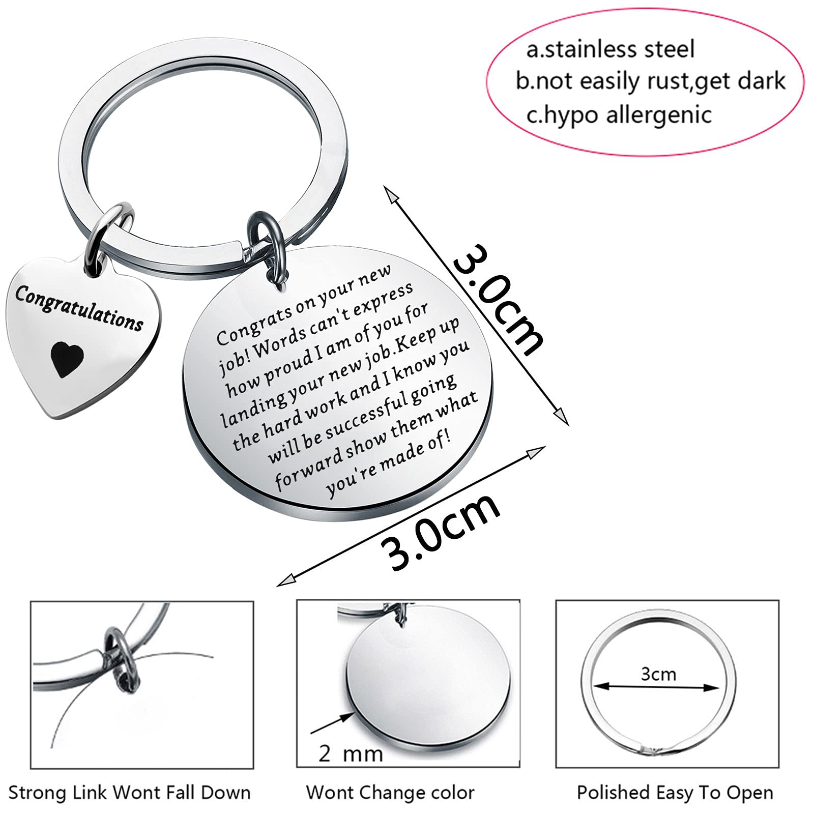 TGBJE New Job Gift Congratulations On Your New Job Keychain Gift Congratulation Gift Coworker Leaving Gift First Job Gift (Congrats new job)