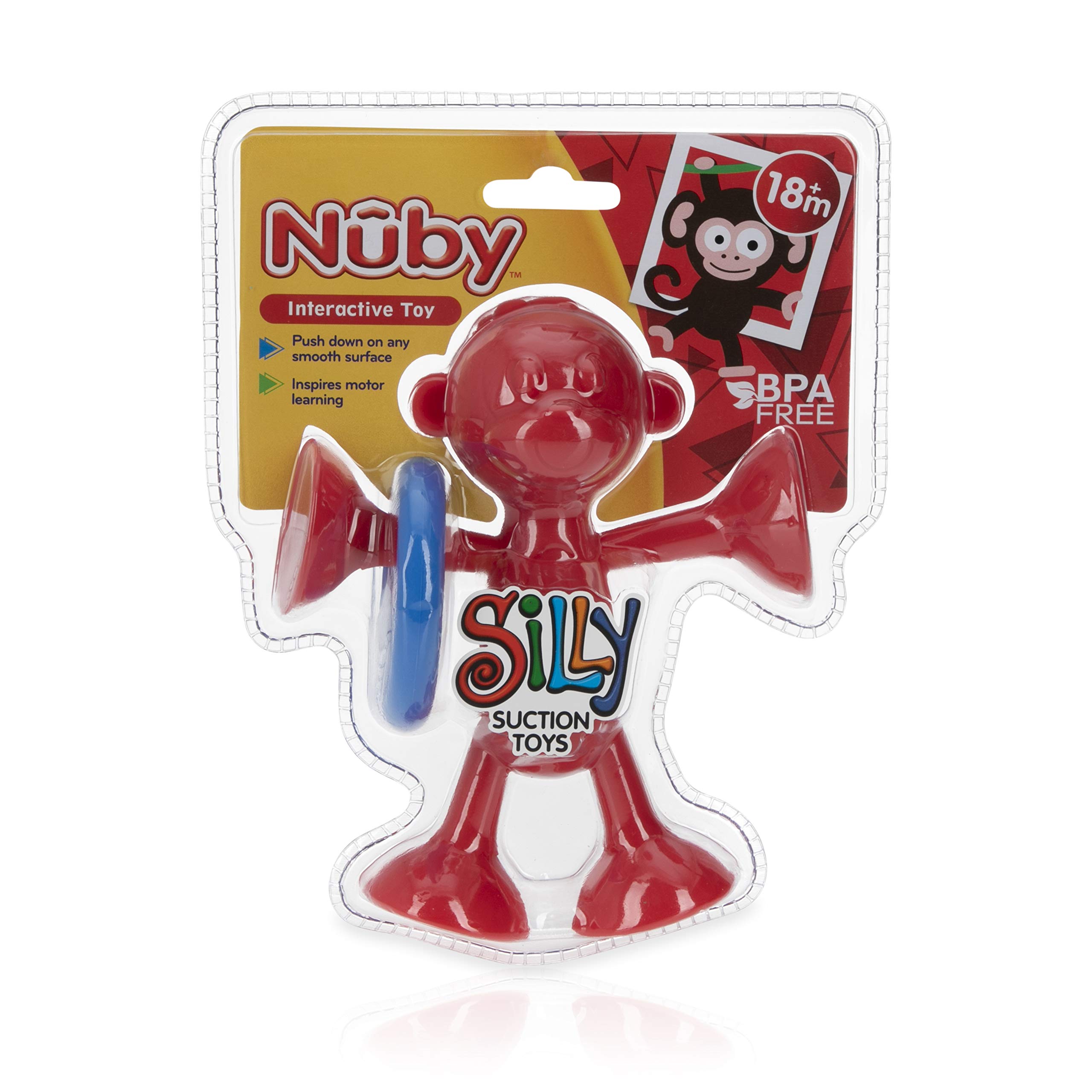 Nuby Silly Monkey Interactive Suction Toy with Silicone Ring, Aqua