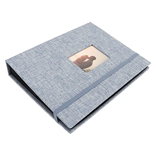 Photo Album, Hemp Woven Cotton Shell, Delicate Photo Album, 208 Pockets, Fine Workmanship, Mini for Gift (Blue)